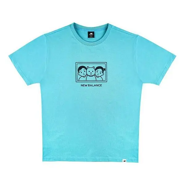NEW BALANCE X Noritake Crossover Funny Cartoon Photo Printing Casual Short Sleeve Lake T-shirt - Blue