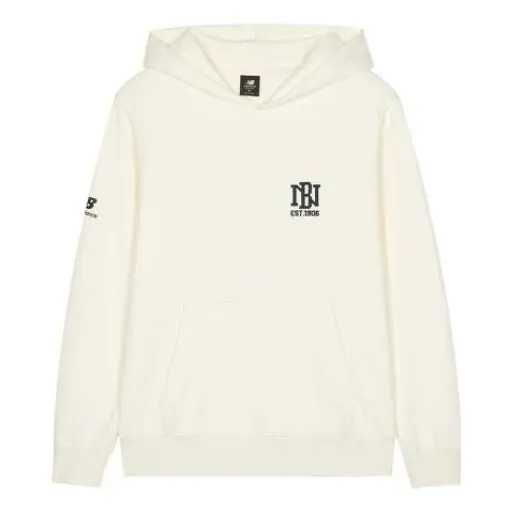 NEW BALANCE Logo Print Hoodie - White/black