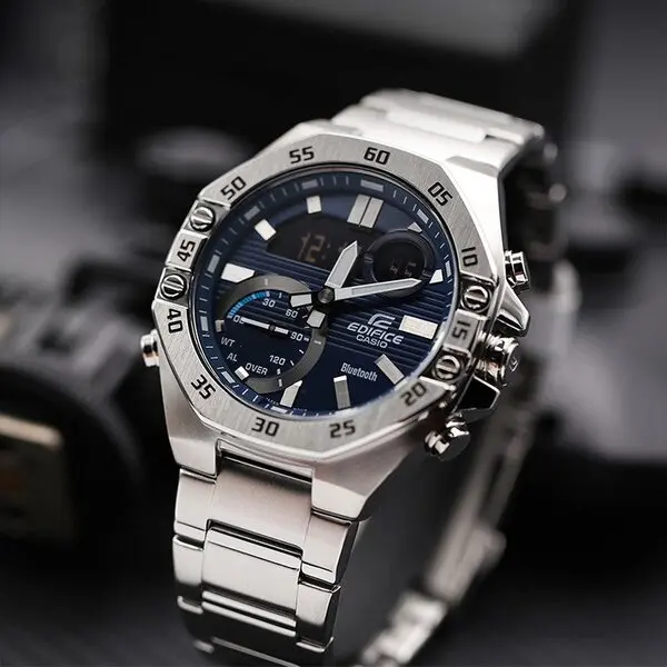 Casio Edifice Stainless Steel Analog-digital Watch - Blue