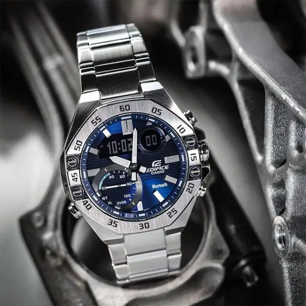 Casio Edifice Stainless Steel Analog-digital Watch - Blue