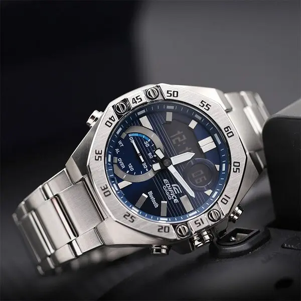 Casio Edifice Stainless Steel Analog-digital Watch - Blue