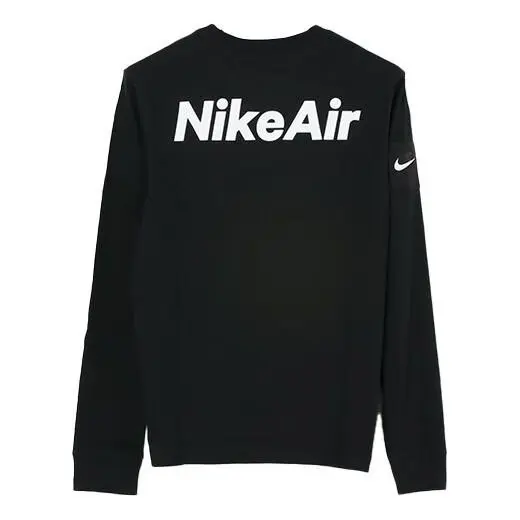 Nike Casual Sports Round Neck Logo Long Sleeves - Black
