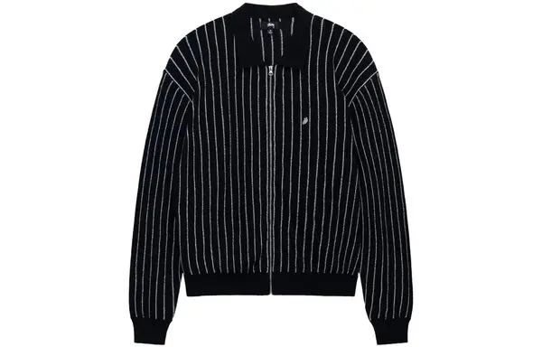 StÜssy Lightweight Long-sleeve Zip Polo With Stripes