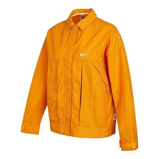 Nike Swoosh Back Logo Printing Woven Jacket - Yellow