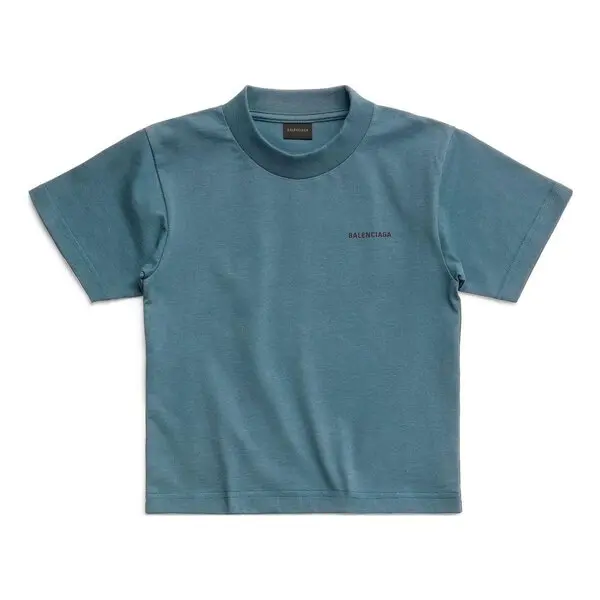 Balenciaga Logo Print Cotton T-shirt - Blue