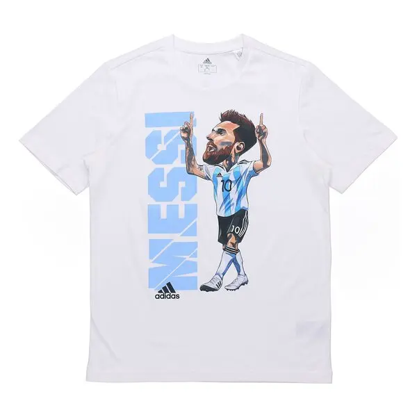Adidas Messi Icon T M Soccer/football Casual Sports Short Sleeve - White