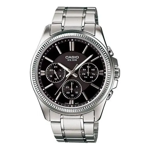 Casio Stainless Steel Quartz Watch With Analog Display - Black