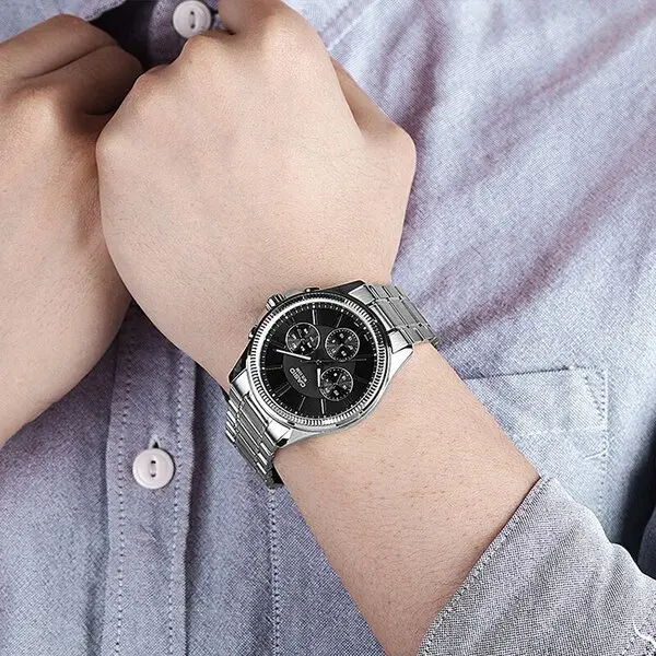 Casio Stainless Steel Quartz Watch With Analog Display