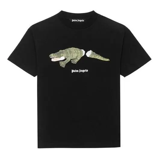 Palm Angels Printing Round Neck T-shirt - Black