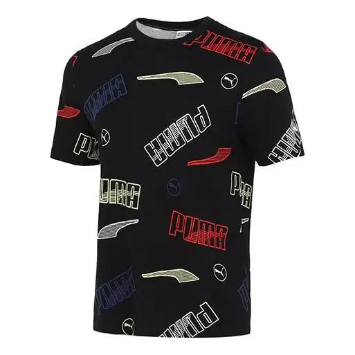 PUMA Solid Regular Fit T-shirt 'black - Black/red/blue