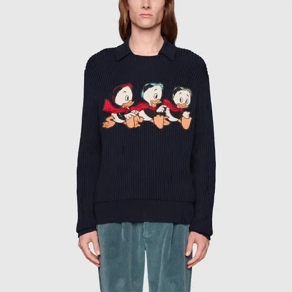 Gucci X Disney "three Little Pigs" Ribbed Turtleneck Sweater