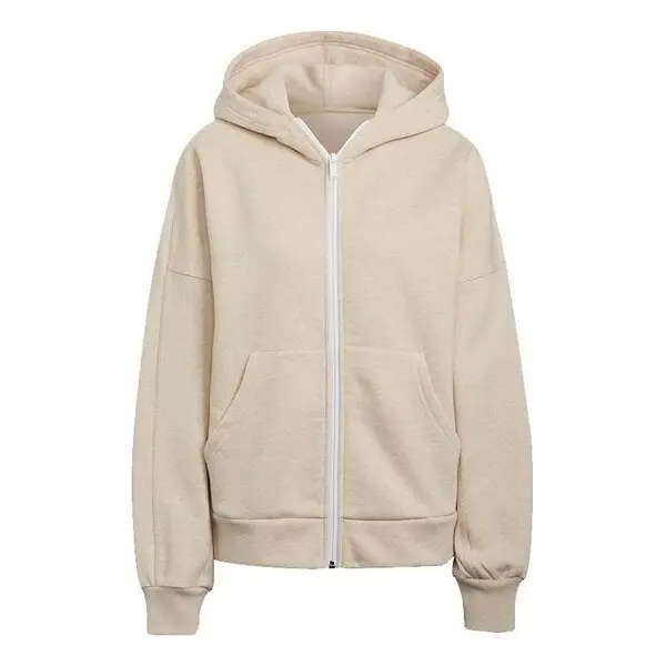 Adidas Studio Lounge Fleece Full Zip Hoodie - Beige
