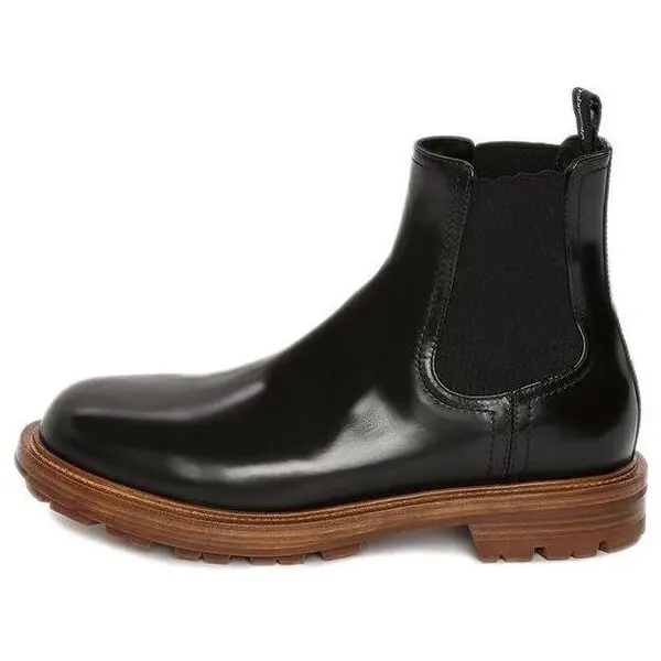 Alexander McQueen Shiny Leather Chelsea Boots - Black/brown