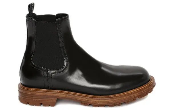 Alexander McQueen Shiny Leather Chelsea Boots - Black/brown