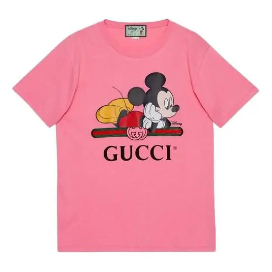 Gucci X Disney Mickey Mouse Printed Cotton T-shirt - Pink