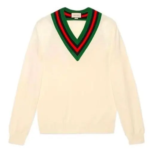 Gucci V-neck Wool Knit Jumper - White
