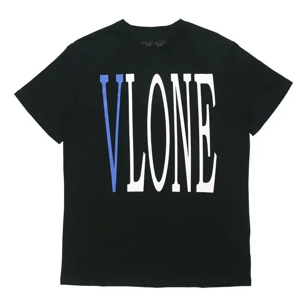 VLONE Large Logo Round Neck Short Sleeve T-shirt 'black Blue - Black/blue