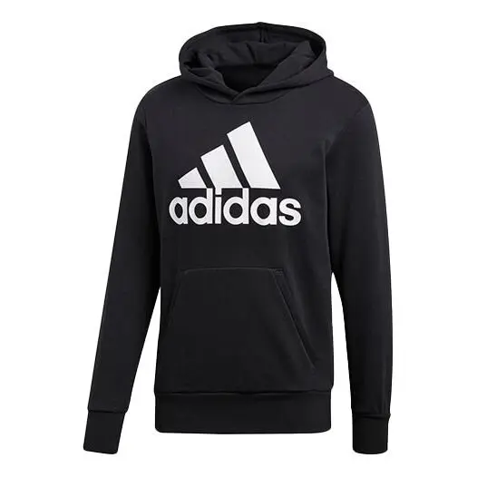 Adidas Logo Drawstring Sports Hoodie - Black