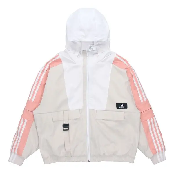 Adidas Str Jkt Warm Training Sports Storage Simple Hooded Fleece Lined Jacket Light Grey - Default Color