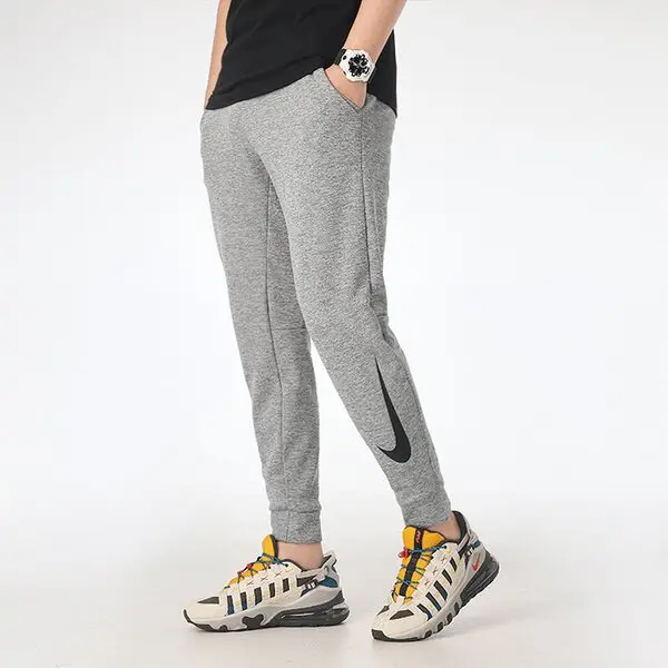 Nike Windproof Solid Color Casual Sports Logo Fleece Lined Long Pants Gray