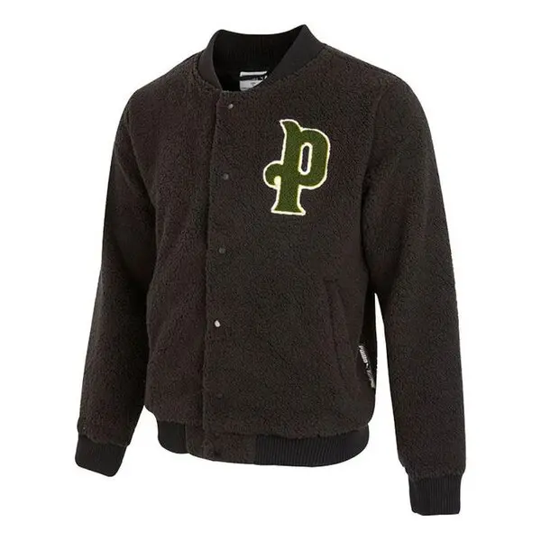 PUMA Logo Sherpa Baseball Jacket - Black