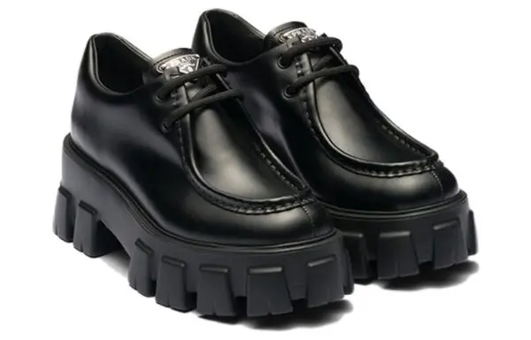 Prada Monolith Brushed Leather Lace-up Shoes