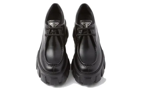 Prada Monolith Brushed Leather Lace-up Shoes