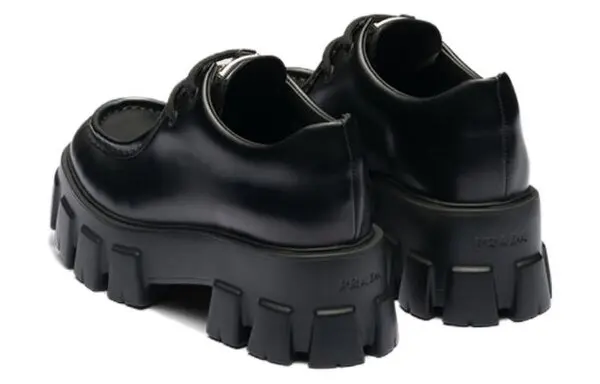 Prada Monolith Brushed Leather Lace-up Shoes