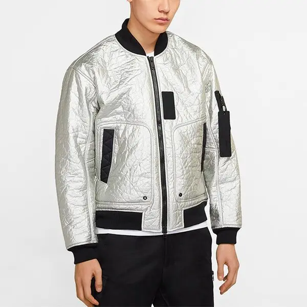 JORDAN 23 Engineered Ma-1 Zipper Sports Stay Warm Jacket Silver White
