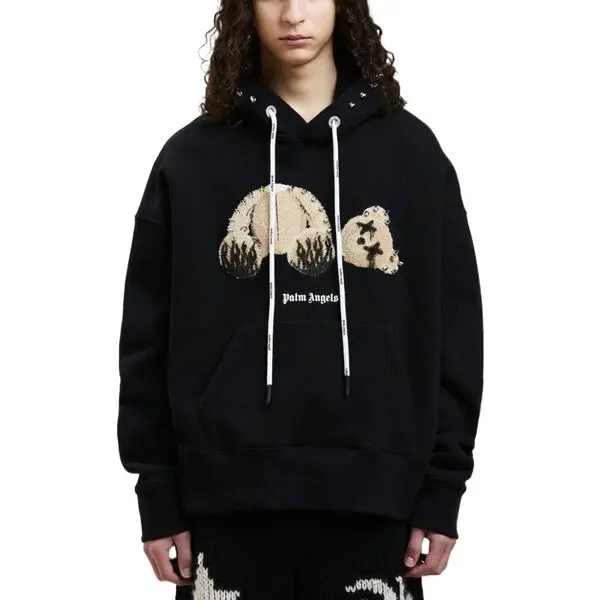 Palm Angels Punk Bear Hoodie - Black/brown