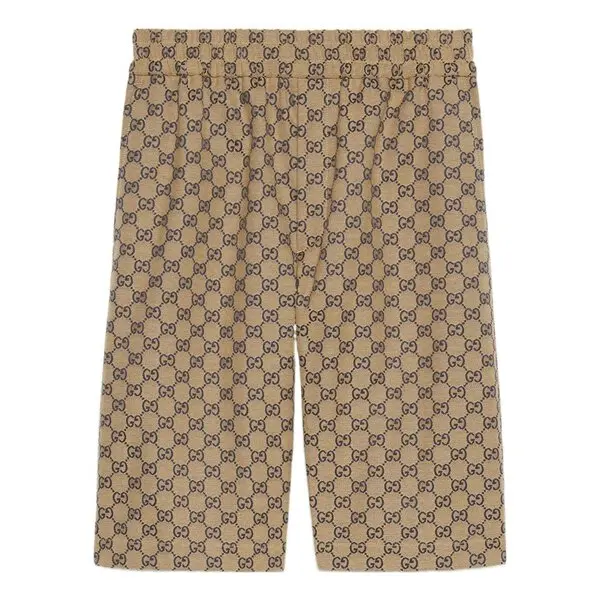 Gucci Gg Monogram Cotton Shorts - Beige