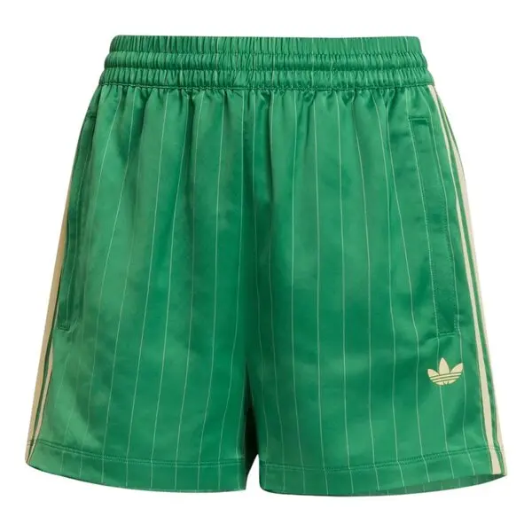 Adidas Pinstripe Satin Shorts - Green