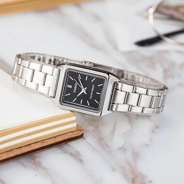 Casio Square Stainless Steel Analog Watch - Black