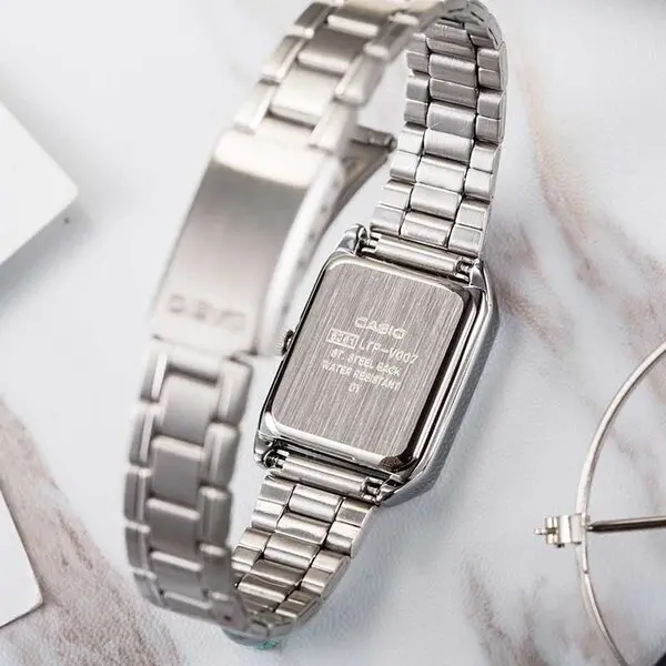Casio Square Stainless Steel Analog Watch - Black