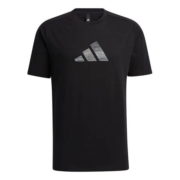 Adidas Fi 3bar Tee Logo Casual Sports Round Neck Short Sleeve - Black