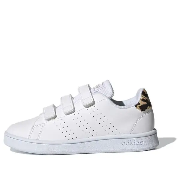 Adidas Advantage J White Leopard Print Sneakers - White/leopard