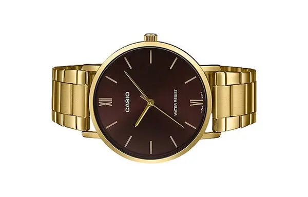 Casio Analog Quartz Watch With Stainless Steel Strap - Brown