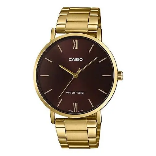 Casio Analog Quartz Watch With Stainless Steel Strap - Brown