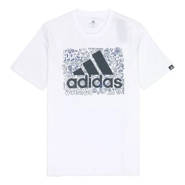 Adidas M Ddlbmb L T Graffiti Printing Logo Sports Short Sleeve - White