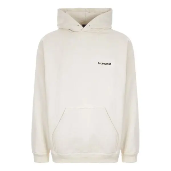 Balenciaga Regular Fit Hoodie With Back Logo - Neutrals