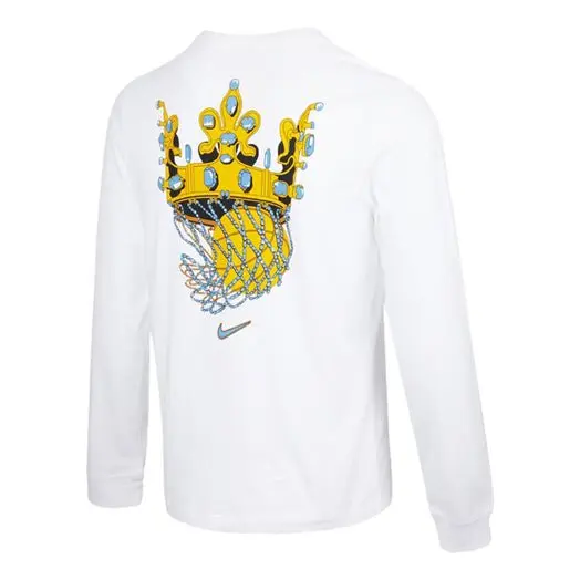 Nike Lebron Sfg Basketball Sports Printing Round Neck Long Sleeves T-shirt - White