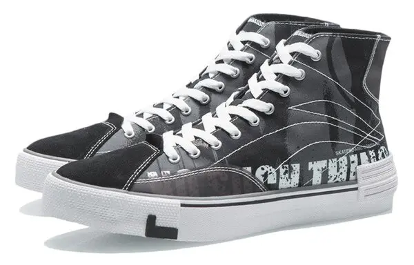 LI-NING High Top Canvas Sneakers With Graphic Detailing