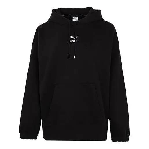 PUMA Classics Oversized Embroidered Logo Hoodie - Black