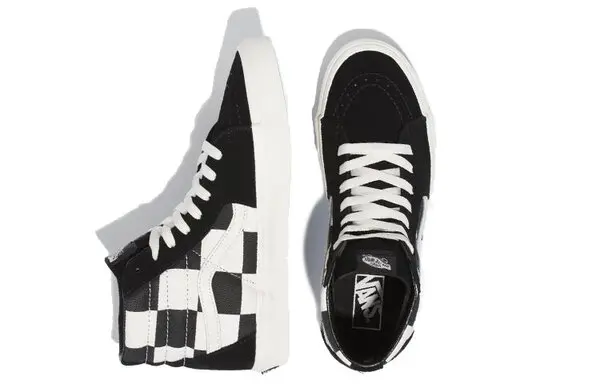 VANS Sk8-hi High Top Sneakers With Checkerboard Pattern - Black/white