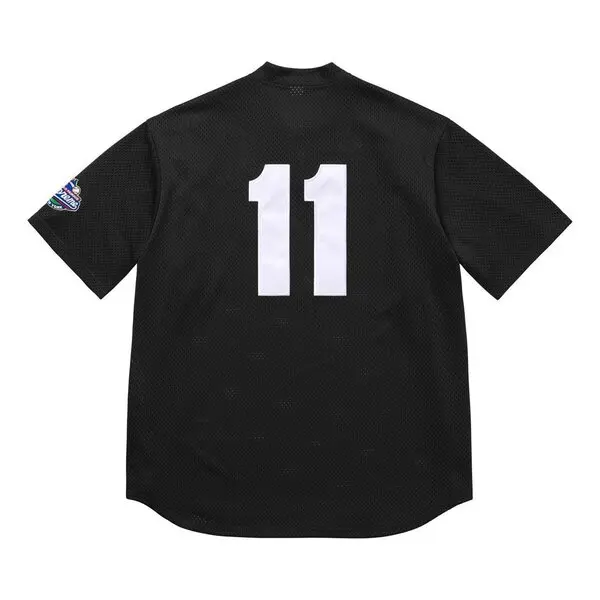 Supreme Logo Baseball Henley - Black