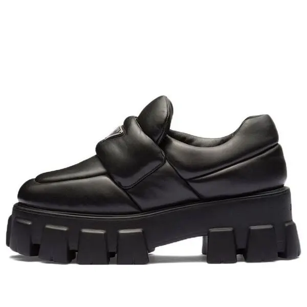 Prada Soft Padded Nappa Leather Loafers - Black/silver