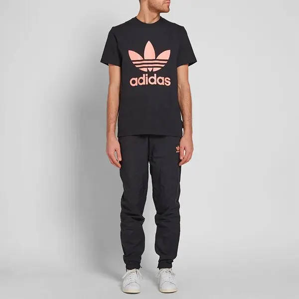 Adidas Originals Logo Casual Sports Round Neck Short Sleeve - Black