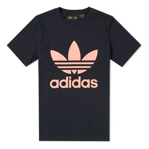 Adidas Originals Logo Casual Sports Round Neck Short Sleeve - Black