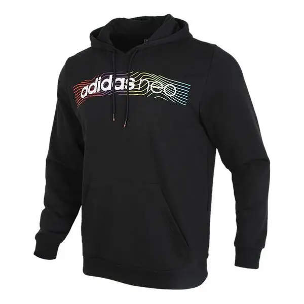 Adidas Neo Logo Print Hooded Sweatshirt - Black