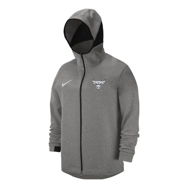 Nike Nba Chicago Bulls Dri-fit Full Zip Hoodie - Dark Heather Grey